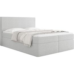 BOXBETT Terra mit Bettkasten, Boucle Grau 120/200 cm &ndash; 7-Zonen Taschenfederkern-Matratze & Komfortschaum-Topper