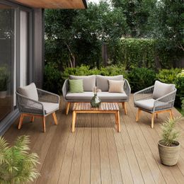 Gartenset Michi 2 Grau/Akaziefarben, 4-teilig