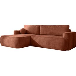 ECKSOFA Marion mit Schlaffunktion & Bettkasten in Chenille Terakotta, Orange, Links 267/154/83 cm