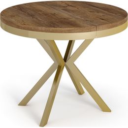 ESSTISCH Dina runder ausziehbarer, Lefkas Eiche 120-200/100/76 cm