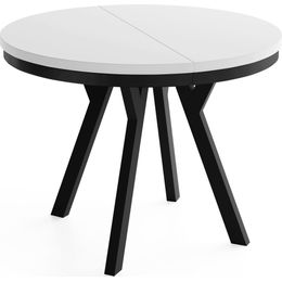 ESSTISCH Vero Neo rund ausziehbar verl&auml;ngerbar, Weiss 100-300/100/77 cm