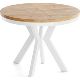 ESSTISCH Savio Wei&szlig; Neo rund ausziehbar verl&auml;ngerbar XXL, Eiche Braun 100-300/100/77 cm