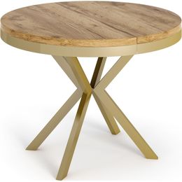 ESSTISCH Dina runder ausziehbarer, Craft Eiche 120-200/100/76 cm