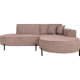 ECKSOFA Hana Loft 3-Sitzer Ecke Rechts, Cordstoff Chenille, Altrosa Rosa 241/80/168 cm