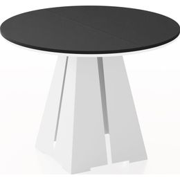 ESSTISCH Kova runder ausziehbarer, Schwarz 120-200/120/76 cm