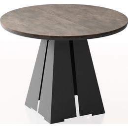 ESSTISCH Kova runder ausziehbarer, Dunkelgrauer Chicago Beton 120-200/120/76 cm