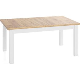 ESSTISCH Lindberg Wei&szlig; ausziehbar verl&auml;ngerbar rechteckig, Eiche Braun 120-160/80/77 cm