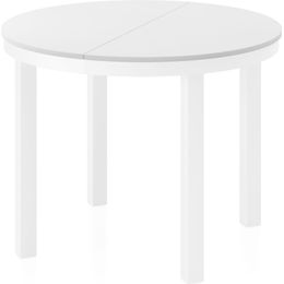 ESSTISCH Rowan Wei&szlig; runder ausziehbarer, Wei&szlig; 100-176/100/76 cm