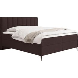 BOXBETT Allen mit Bettkasten, Boucle Braun 120x200 cm &ndash; inkl. H4 Taschenfederkern Matratze & Foam Topper