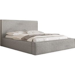 POLSTERBETT Terra mit Bettkasten, Grau Boucle 120x200 cm