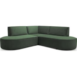 ECKSOFA Nora L-Form 3-Sitzer Universell, Samt, Dunkelgr&uuml;n 223/73/223 cm