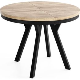 ESSTISCH Vero Neo rund ausziehbar verl&auml;ngerbar, Eiche Sonoma Hellbraun 100-300/100/77 cm