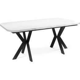 ESSTISCH Olivia ausziehbar rechteckig, Marmor Wei&szlig; 200-280/100/76