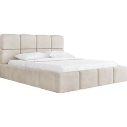 POLSTERBETT Tivio mit Bettkasten, Creme Samt 120x200 cm