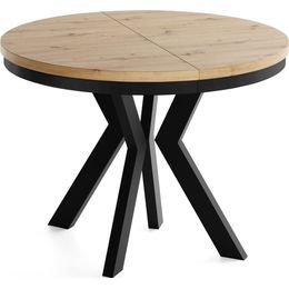 ESSTISCH Savio Neo rund ausziehbar verl&auml;ngerbar XXL, Eiche Artisan Hellbraun 100-300/100/77 cm