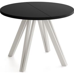 ESSTISCH Ravero runder ausziehbarer, Schwarz 100-140/100/77 cm