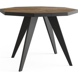ESSTISCH Diamond Black achteckiger ausziehbarer, Arvadonna Chestnut 100-150/100/76 cm