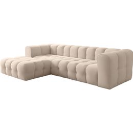 ECKSOFA Mochi L-Form 5-Sitzer Links, Samt, Beige 290/75/193 cm