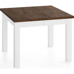 ESSTISCH Toren Wei&szlig; ausziehbar verl&auml;ngerbar quadratisch, Eiche Braun Rustikal 100-200/100/76.5 cm