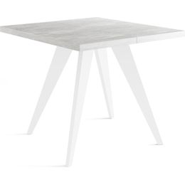 ESSTISCH Quadro quadratischer ausziehbarer, Grauer Beton 100-200/100/76 cm