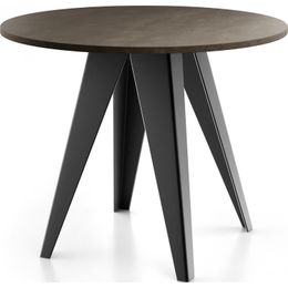 ESSTISCH Glory runder ausziehbarer, Dunkelgrauer Chicago Beton 100-140/100/76 cm