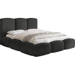 POLSTERBETT Harmony mit Bettkasten, Schwarz Boucle 120x200 cm