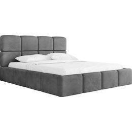 POLSTERBETT Tivio mit Bettkasten, Grau Samt 120x200 cm