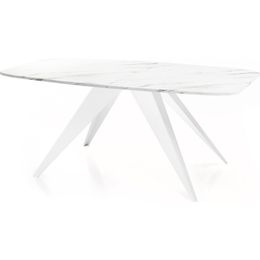 ESSTISCH Fatina rechteckig ausziehbar, Marmor Wei&szlig; 180-218/90/76 cm