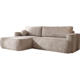 ECKSOFA Marion mit Schlaffunktion & Bettkasten in Chenille Taupe, Beige-Grau, Links 267/154/83 cm
