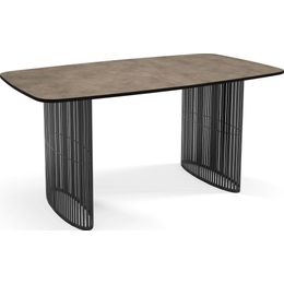 ESSTISCH Cavaro rechteckig oval ausziehbar, Beton-Optik Dunkelgrau 160-236/90/76 cm