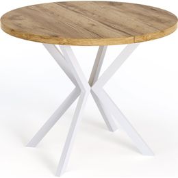 ESSTISCH Della runder ausziehbarer, Craft Eiche 120-200/120/76 cm