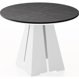 ESSTISCH Kova runder ausziehbarer, Marmor Schwarz 100-180/100/76 cm