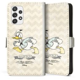 DeinDesign Galaxy A52s 5G Handy Klapph&uuml;lle Handyh&uuml;lle aus Kunst Leder wei&szlig; Flip Case Official Licensed Product Disney Donuld Duck Vintage Sideflip mit Lasche
