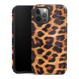 DeinDesign iPhone 12 Pro Max Handy Panzer Handyh&uuml;lle robuste Outdoor H&uuml;lle Schutzh&uuml;lle gl&auml;nzend Animal Print Leopard Fur Tough Case