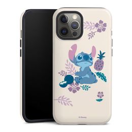 DeinDesign iPhone 12 Pro Max Handy Panzer Handyh&uuml;lle robuste Outdoor H&uuml;lle Schutzh&uuml;lle gl&auml;nzend Flowers Lilo & Stitch Official Licensed Product Tough Case