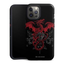DeinDesign iPhone 12 Pro Max Handy Panzer Handyh&uuml;lle robuste Outdoor H&uuml;lle Schutzh&uuml;lle gl&auml;nzend Red Dragon Gothic Tough Case