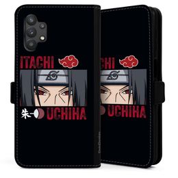 DeinDesign Galaxy A32 5G Handy Klapph&uuml;lle Handyh&uuml;lle aus Kunst Leder schwarz Flip Case Manga Itachi Uchiha Naruto Shippuden Sideflip mit langer Lasche