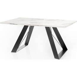 ESSTISCH Colter rechteckig ausziehbar, Marmor Wei&szlig; 160-260/90/76 cm