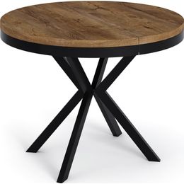 ESSTISCH Ross runder ausziehbarer, Lefkas Eiche 100-180/100/76 cm