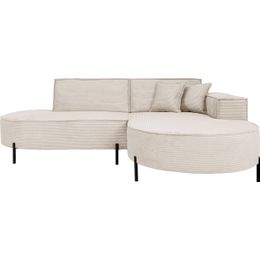 ECKSOFA Hana Loft 3-Sitzer Ecke Rechts, Cordstoff Chenille, Creme 241/80/168 cm