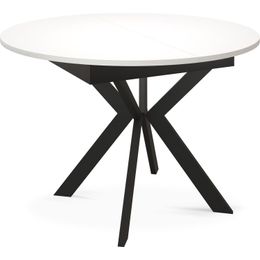 ESSTISCH Lily runder ausziehbarer, Wei&szlig; 100-140/100/76 cm