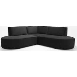 ECKSOFA Nora L-Form 3-Sitzer Universell, Samt, Schwarz 223/73/223 cm