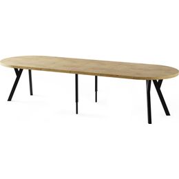 ESSTISCH Twixy XXL gro&szlig; rund oval ausziehbar, Eiche Hell Braun 100-300/100/76 cm