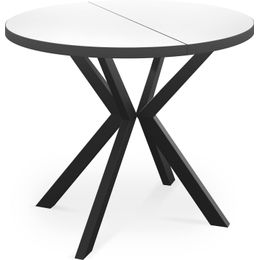 ESSTISCH Vincento runder ausziehbar, Wei&szlig; 100-180/100/76 cm
