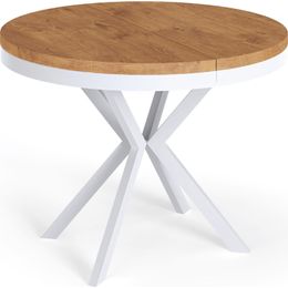 ESSTISCH Cloud runder ausziehbarer, Lancelot Eiche 100-180/100/76 cm