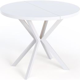ESSTISCH Della runder ausziehbarer, Wei&szlig; 120-200/120/76 cm