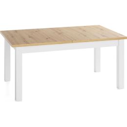 ESSTISCH Lindberg Wei&szlig; ausziehbar verl&auml;ngerbar rechteckig, Eiche Artisan Hellbraun 160-240/90/77 cm