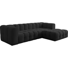 ECKSOFA Mochi L-Form 5-Sitzer Rechts, Samt, Schwarz 290/75/193 cm