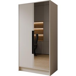 KLEIDERSCHRANK Mono Lux mit Speigel, Dreht&uuml;ren mit Schwarze Metallgriffe, Kaschmir 102/200/51 cm
