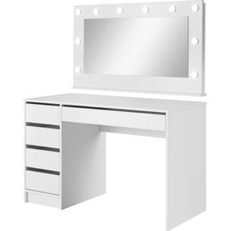 SCHMINKTISCH Claris Wei&szlig; Matt 120/55/75 mit LED Spiegel 120/67/11 cm